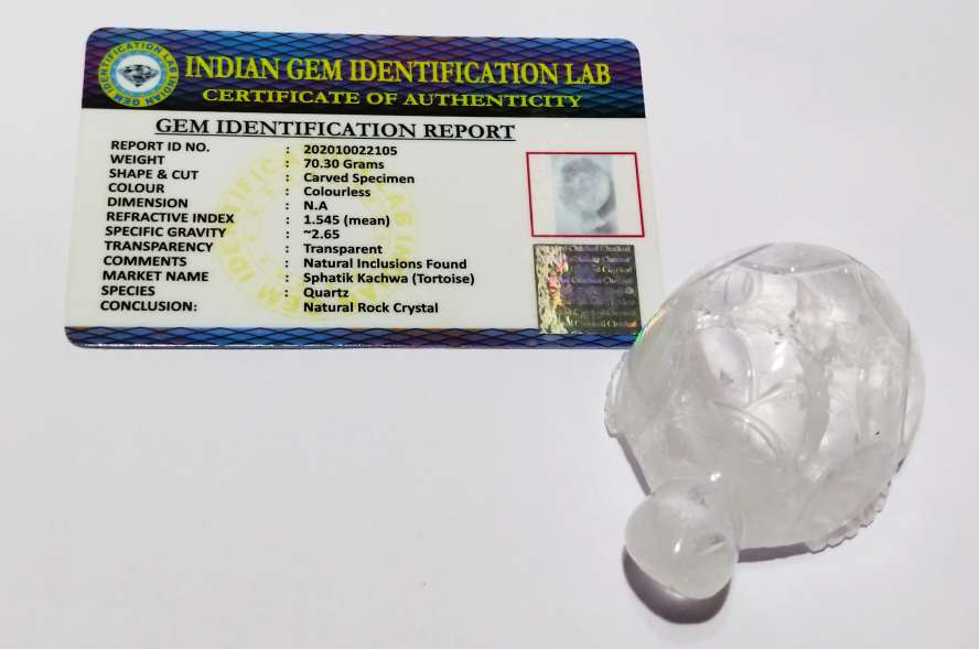Indian Sphatik Kachua & Lab- Certified 70 to 75 Gram – Omjaa