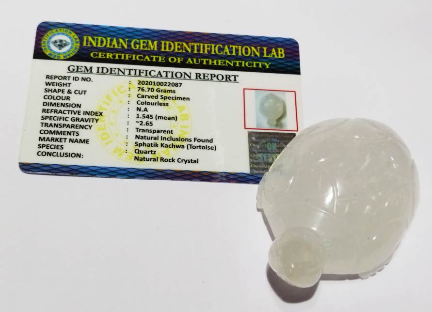 Indian Sphatik Kachua & Lab- Certified 141 Gram – Omjaa